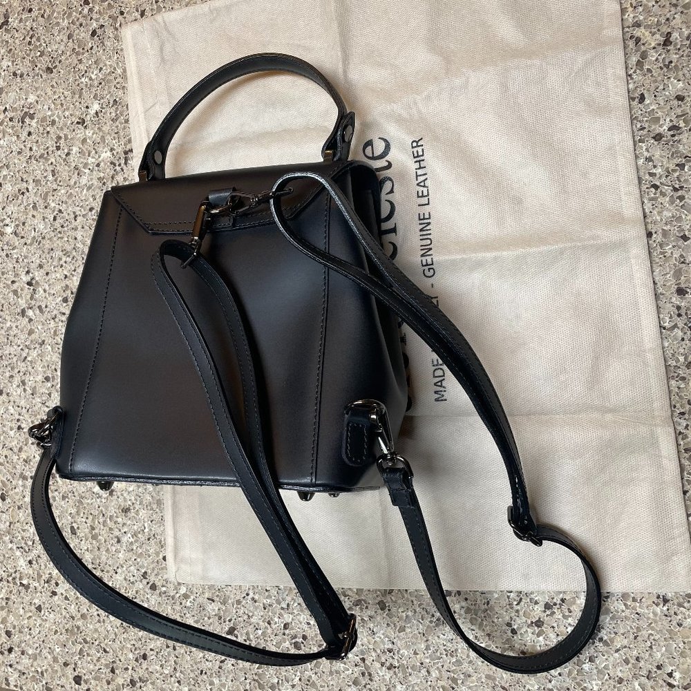 Cielo Celeste Italian Black Leather Convertible Backp… - Gem